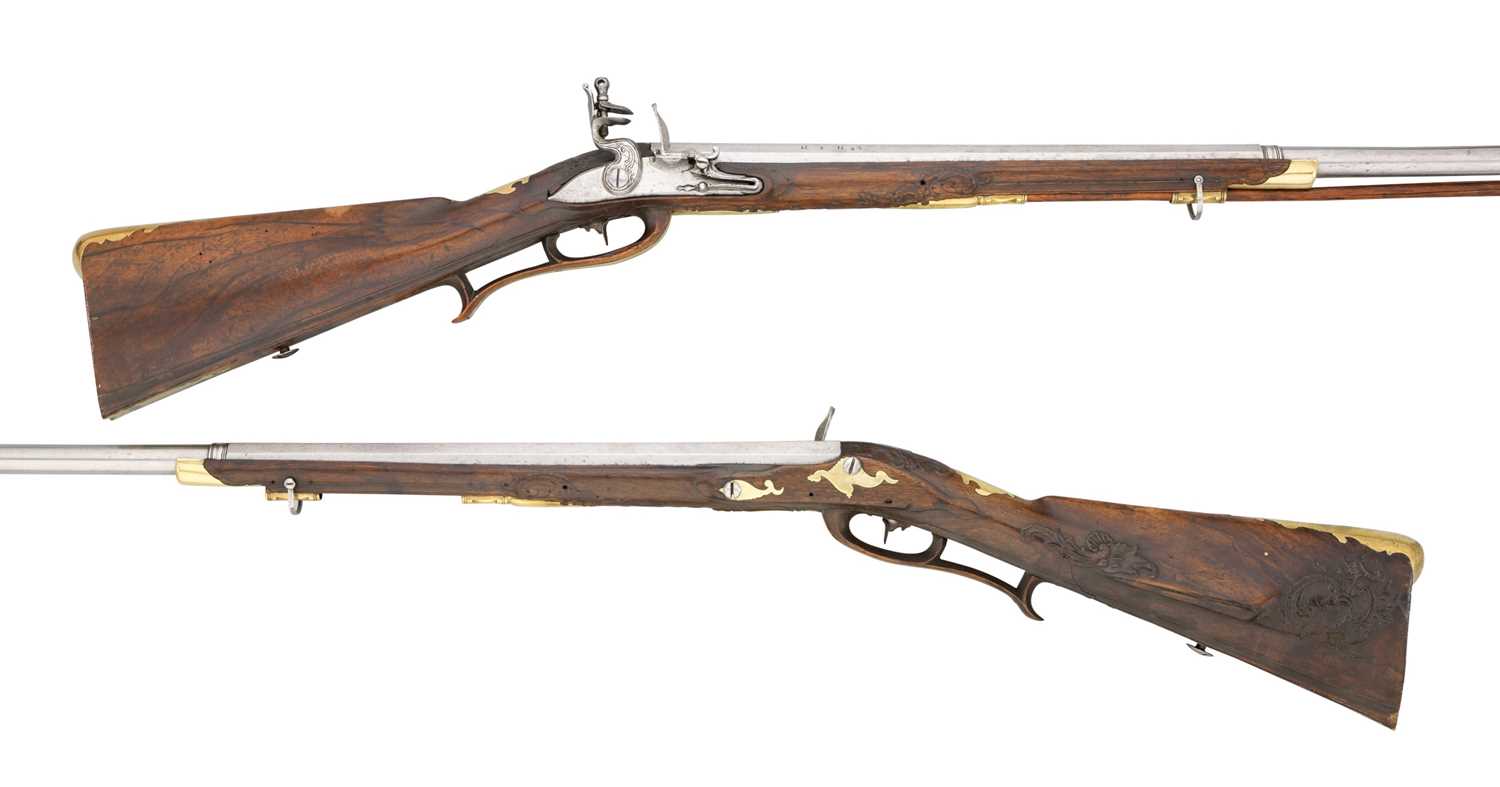 Lot 490 - A PAIR OF 24 BORE SOUTH GERMAN FLINTLOCK