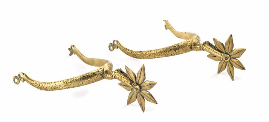 Lot 258 - A PAIR OF BRASS ROWEL SPURS