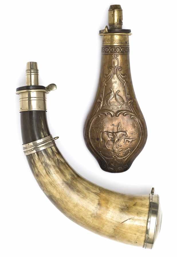 Lot 300 - A HORN POWDER-FLASK