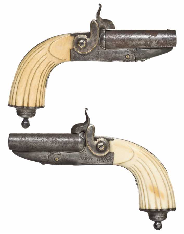 Lot 452 - A PAIR OF 54 BORE FRENCH D.B. PIN-FIRE