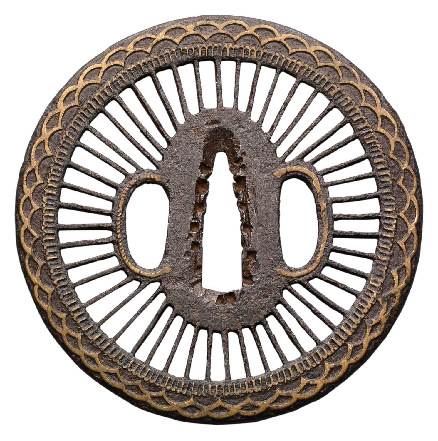 Lot 17 - A circular iron Onin style tsuba