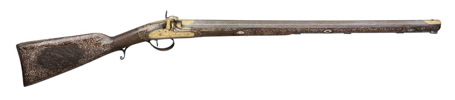 Lot 94 - A FINE 20 BORE OTTOMAN PERCUSSION RIFLE