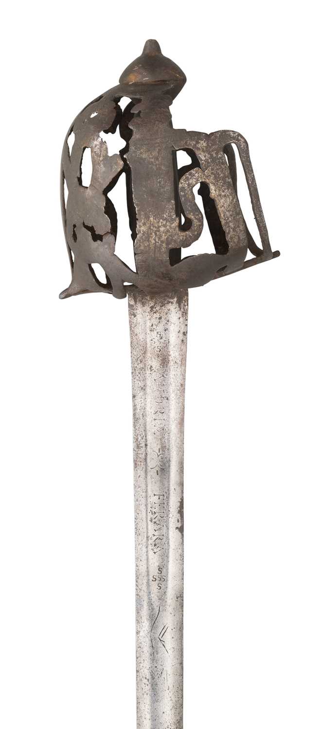Lot 115 - A SCOTTISH RIBBON-HILTED BROADSWORD