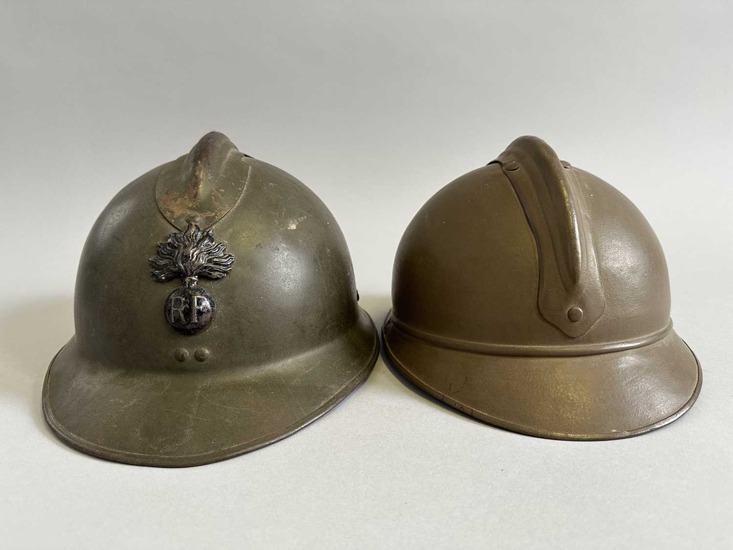 Lot 397 - A FRENCH KHAKI-PAINTED ALBERT HELMET, AND A