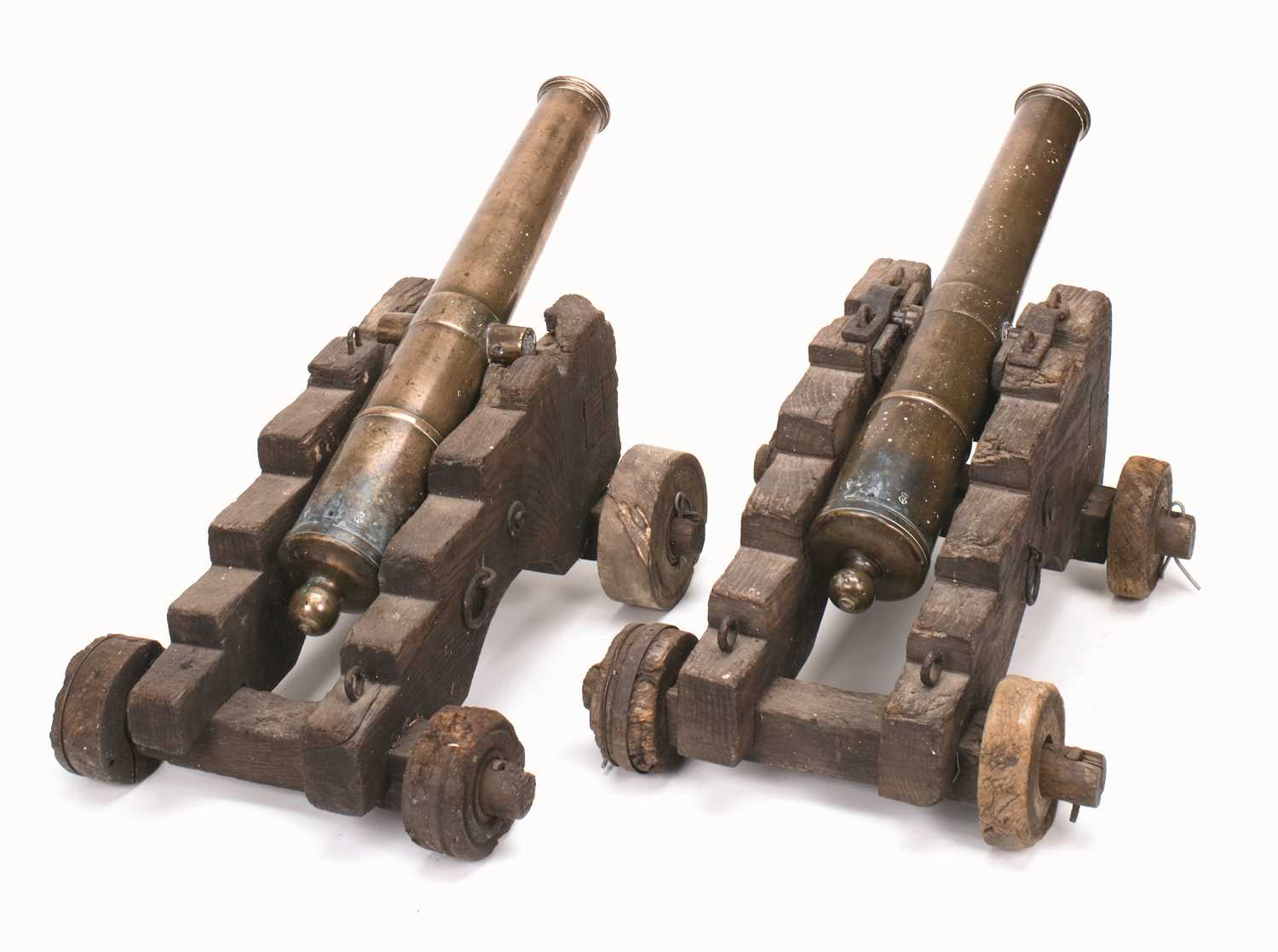 Lot 354 - A PAIR OF ENGLISH BRONZE SALUTING CANNON