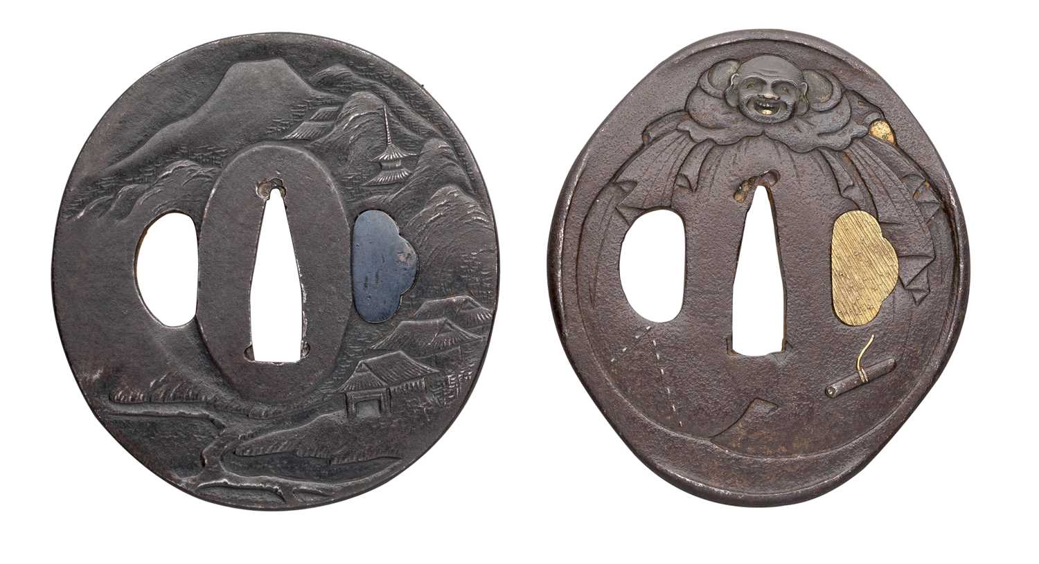 Lot 16 - FIVE VARIOUS JAPANESE SWORD GUARDS (TSUBA)