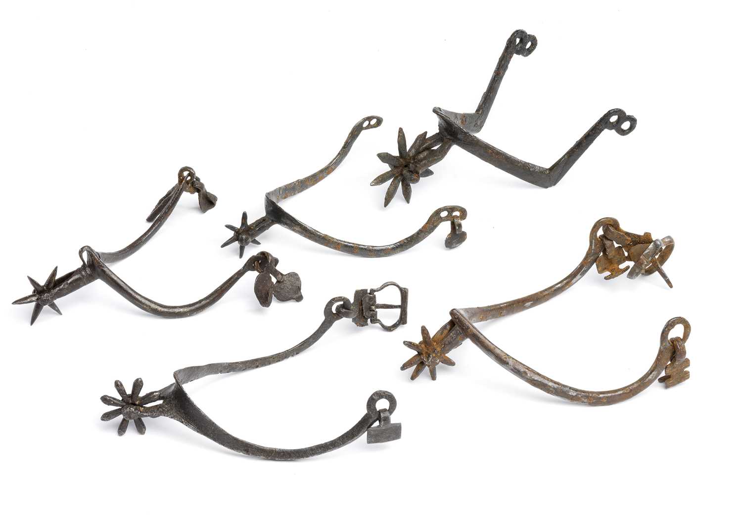 Lot 214 - FIVE ENGLISH SPURS