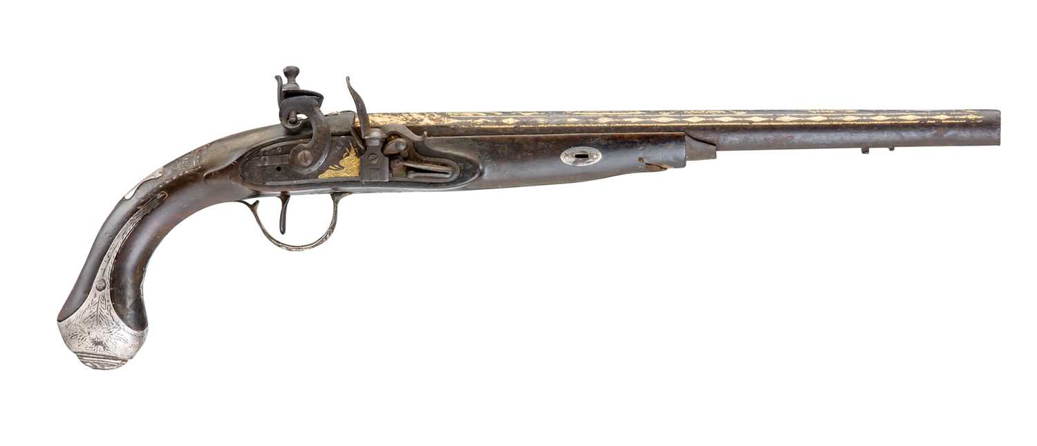 Lot 94 - **A 16 BORE FLINTLOCK PISTOL FOR PRESENTATION