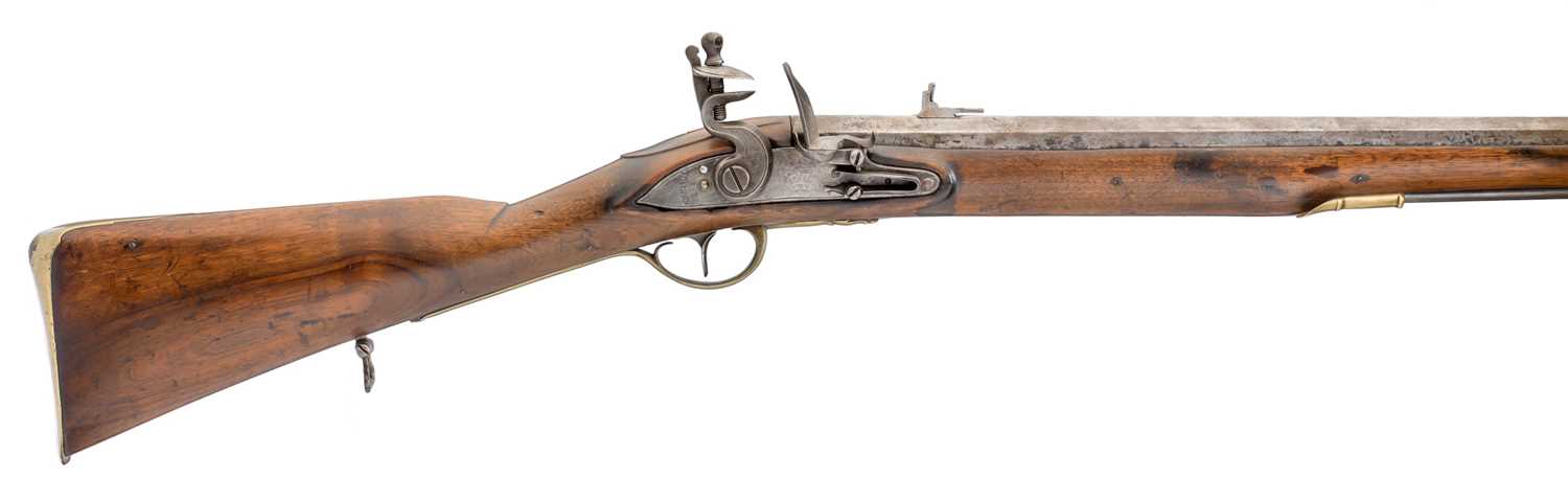 Lot 454 - A RARE .690 CALIBRE FLINTLOCK MILITARY RIFLE