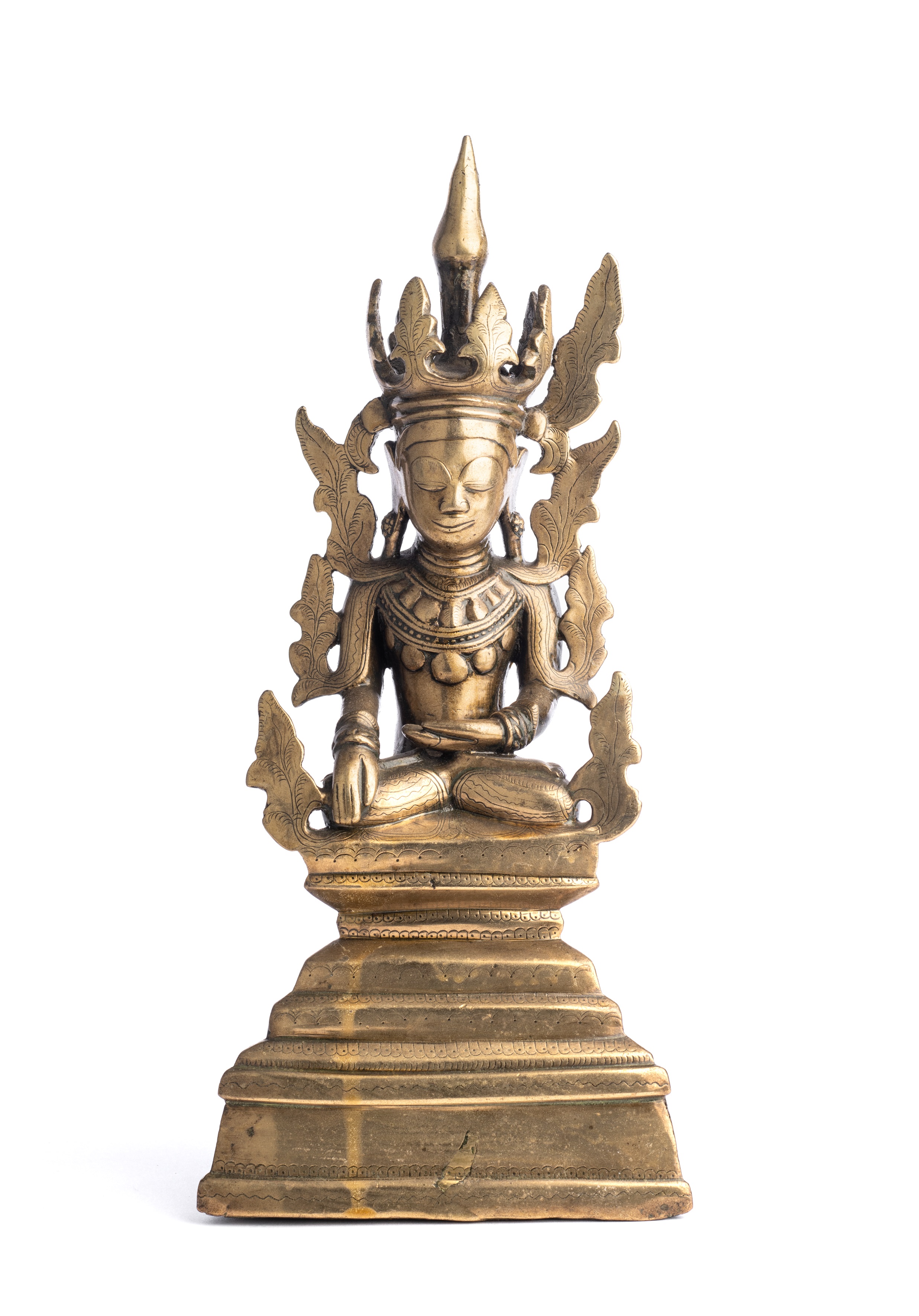 Lot 390 - A BRONZE FIGURE OF JAMBUPATI BUDDHA, BURMA
