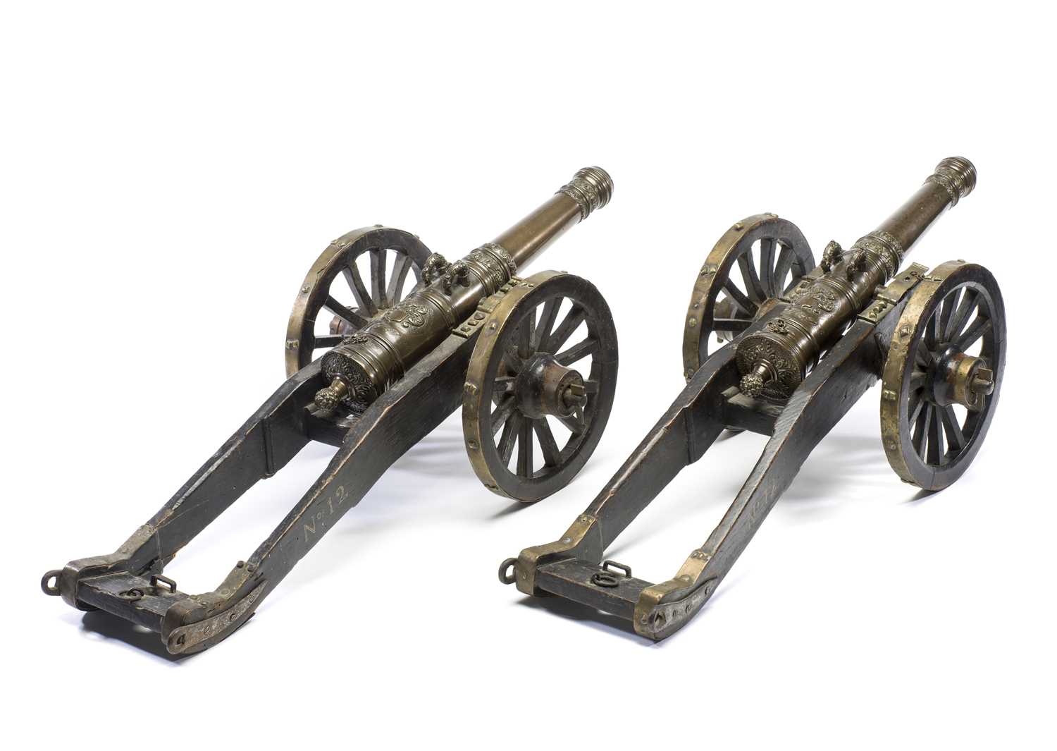 Lot 445 - A PAIR OF MODEL FIELD GUNS DATED 1647