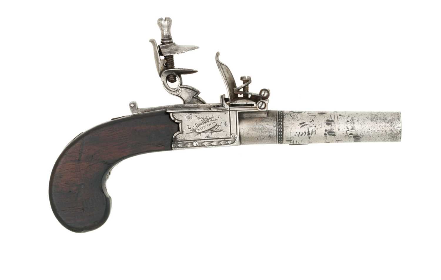 Lot 97 - a flintlock box-lock pocket pistol signed