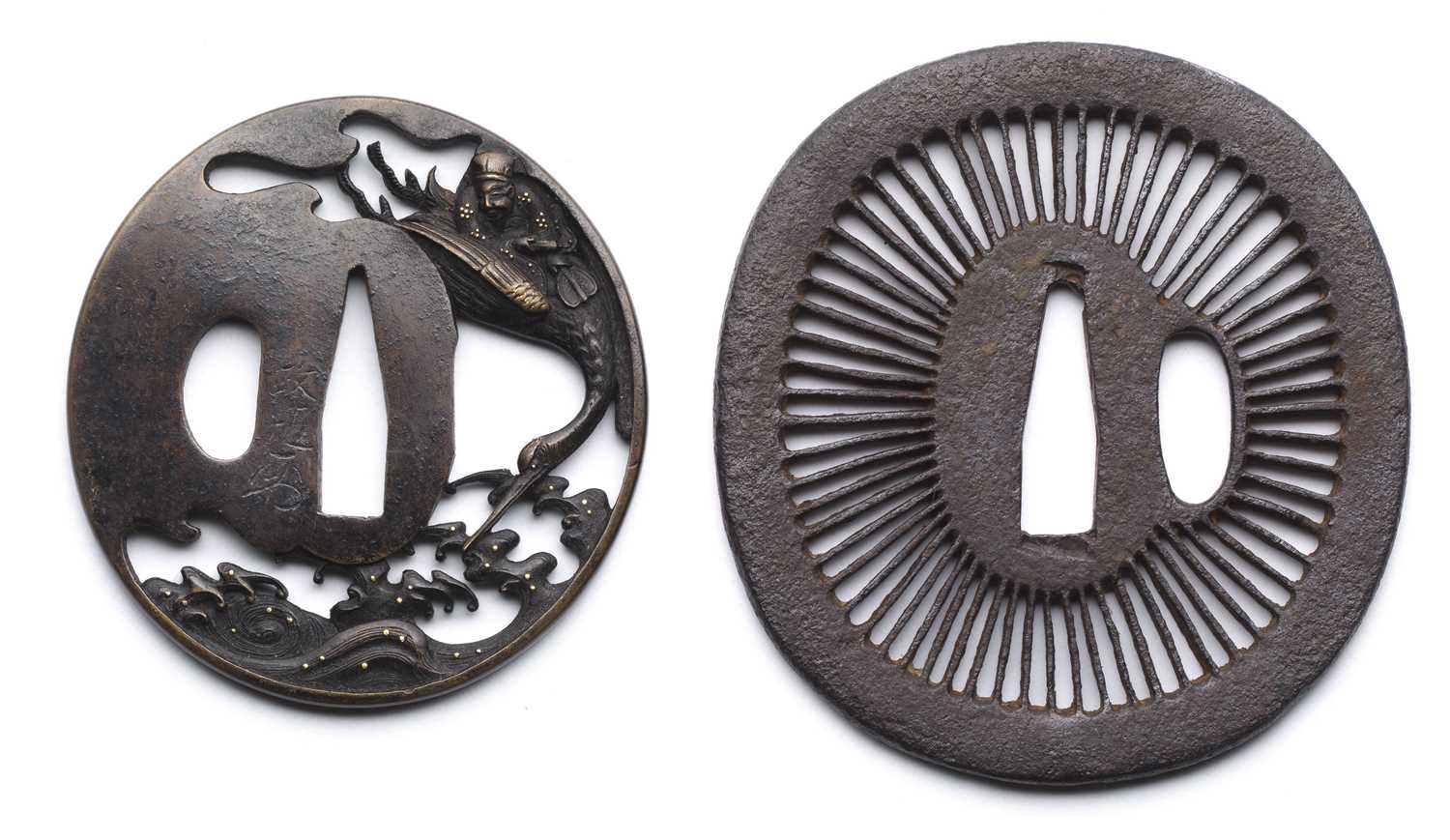 Lot 37 - TWO JAPANESE SWORD GUARDS (TSUBA)