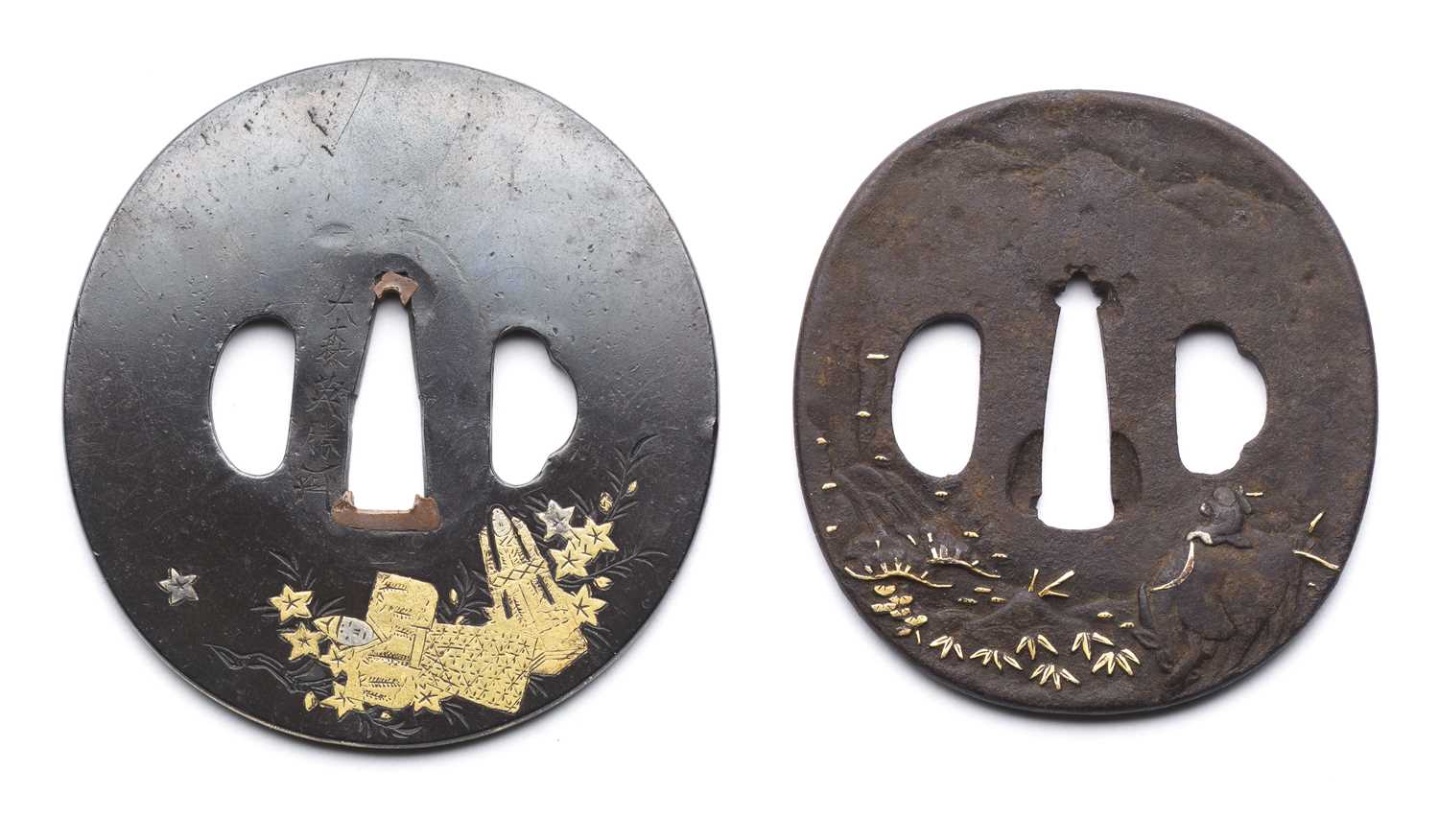Lot 40 - TWO JAPANESE SWORD GUARDS (TSUBA)