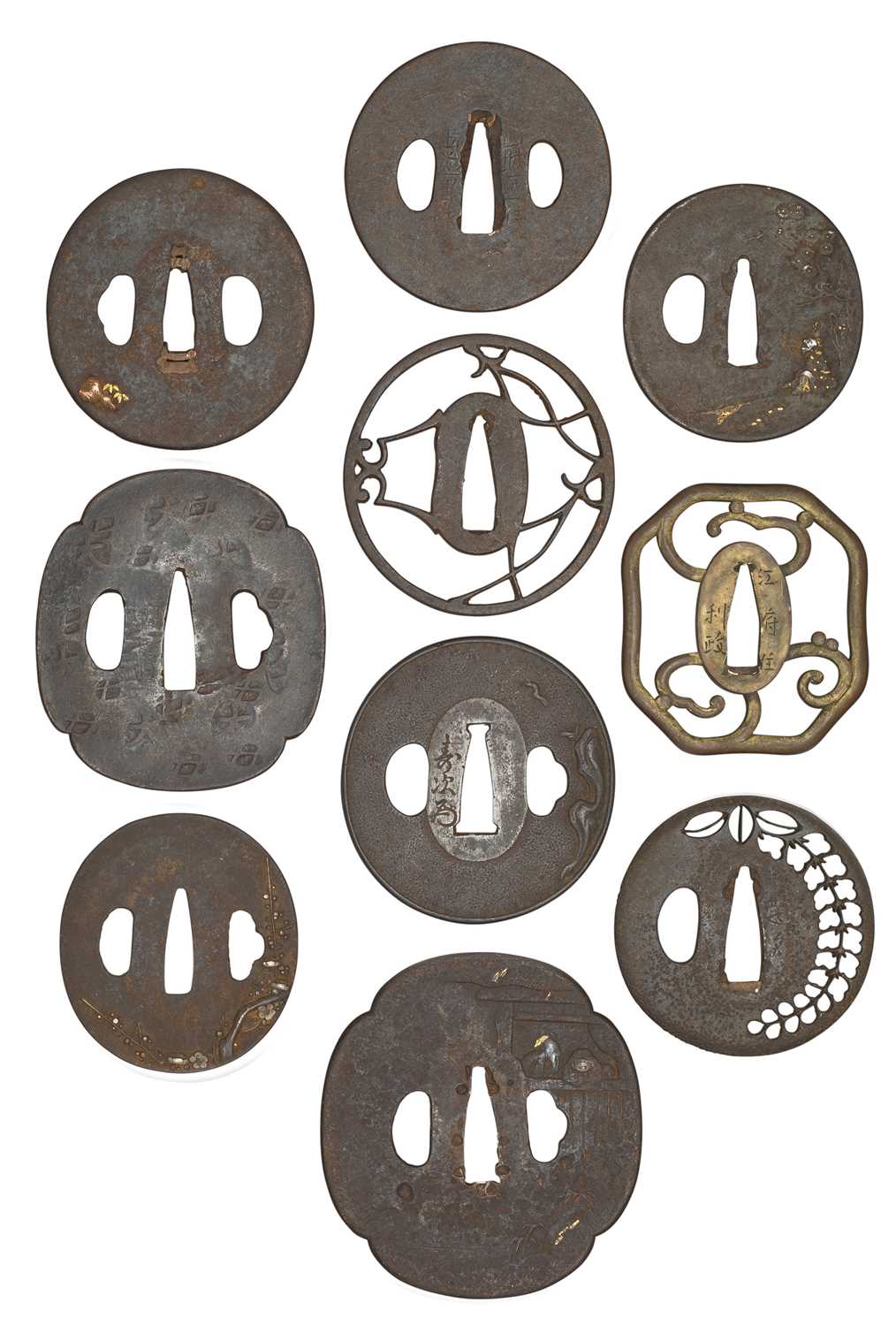 Lot 65 - TEN JAPANESE SWORD GUARDS (TSUBA)