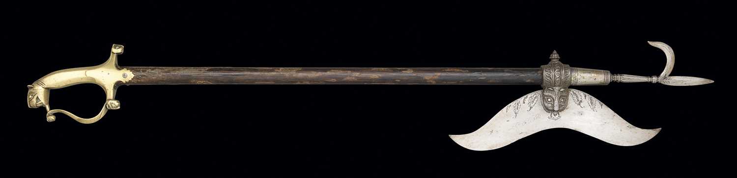 Lot 81 - A RARE INDIAN COMBINED AXE AND ELEPHANT GOAD