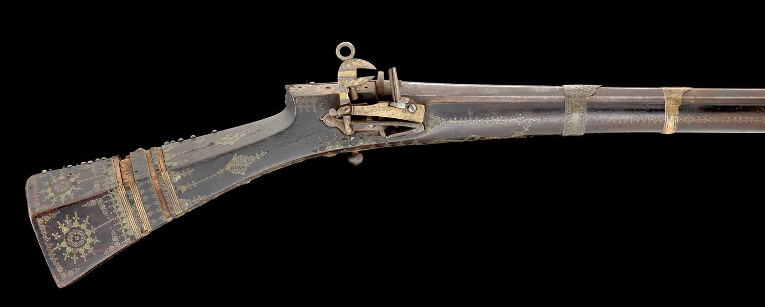 Lot 149 - AN 8 BORE OTTOMAN MIQUELET-LOCK RIFLE