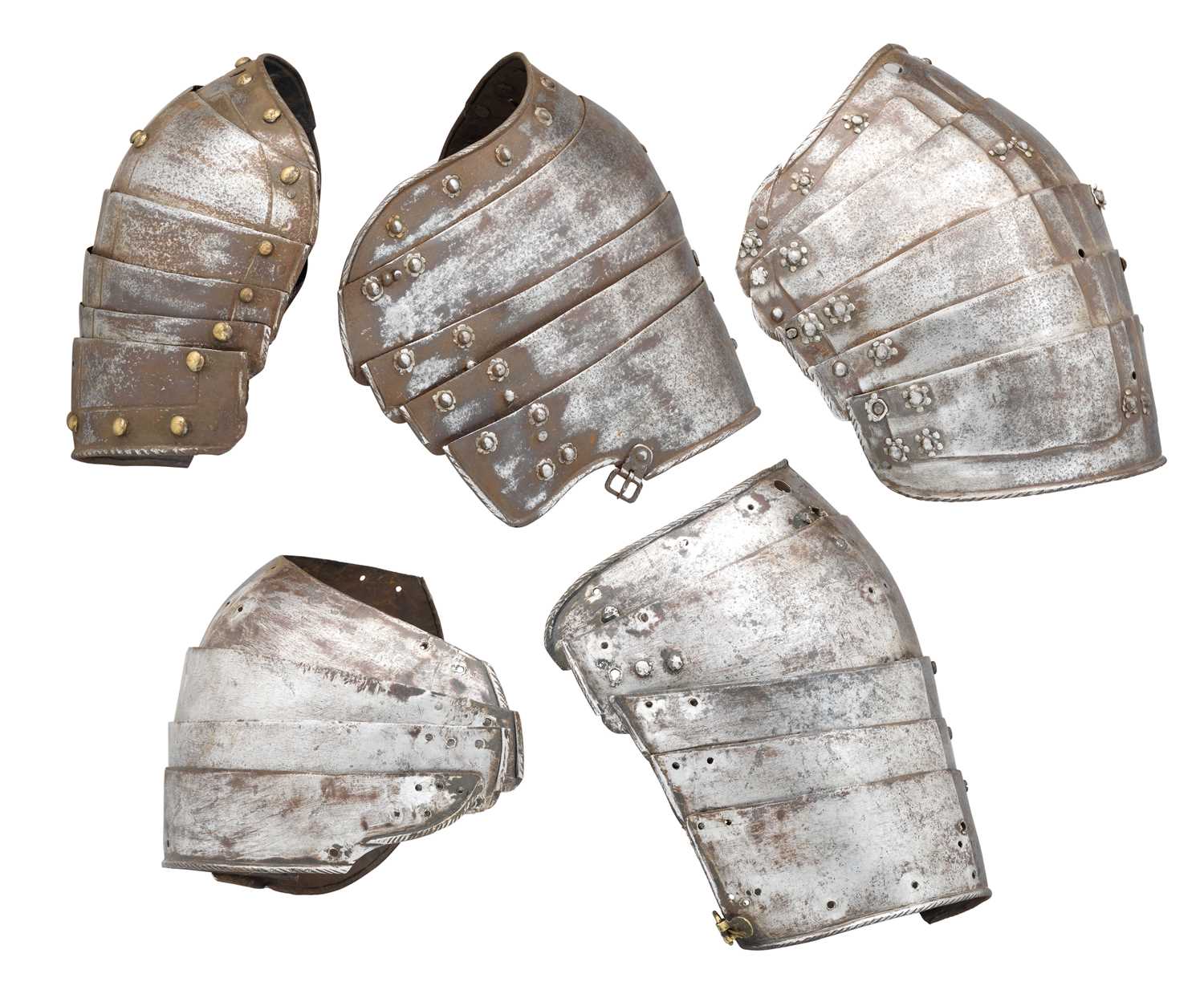 Lot 298 - FIVE GERMAN PAULDRONS