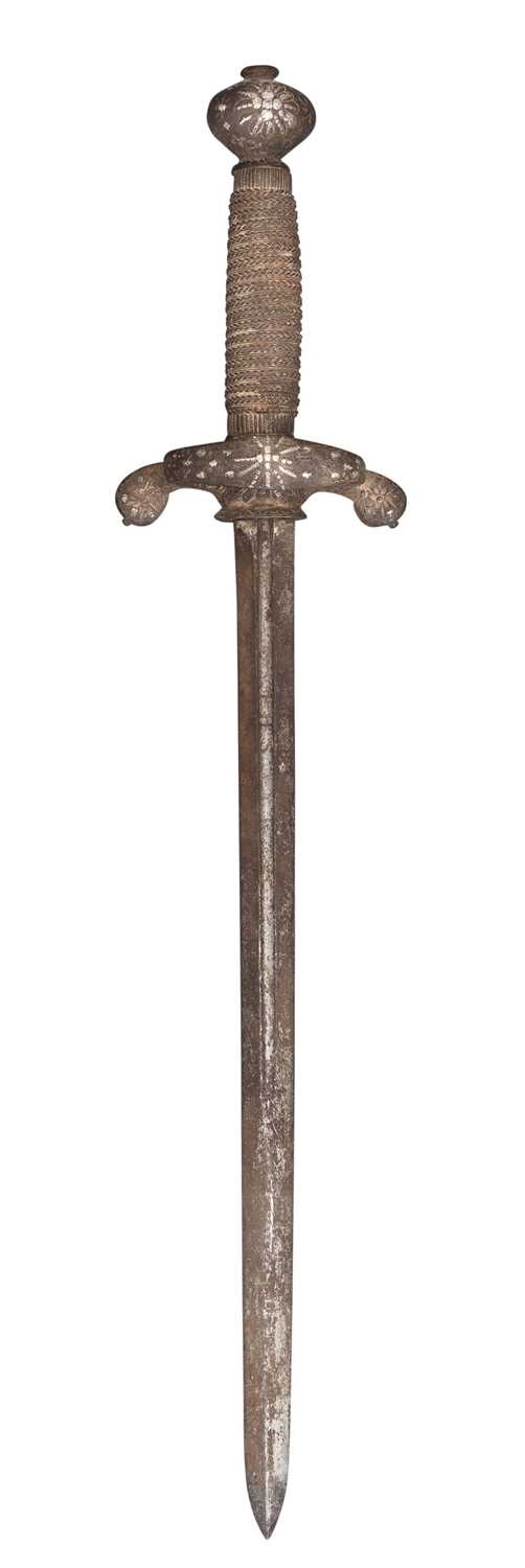Lot 335 - A SILVER-ENCRUSTED DAGGER