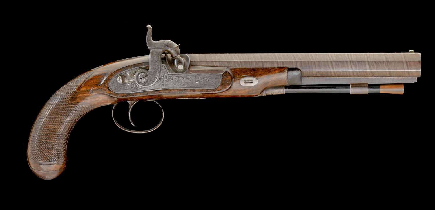 Lot 461 - A 40 BORE PERCUSSION DUELLING PISTOL BY