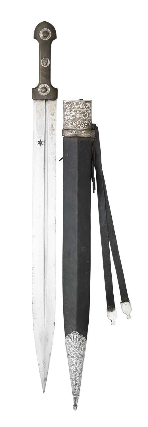 Lot 39 - A CAUCASIAN SILVER-MOUNTED SHORTSWORD