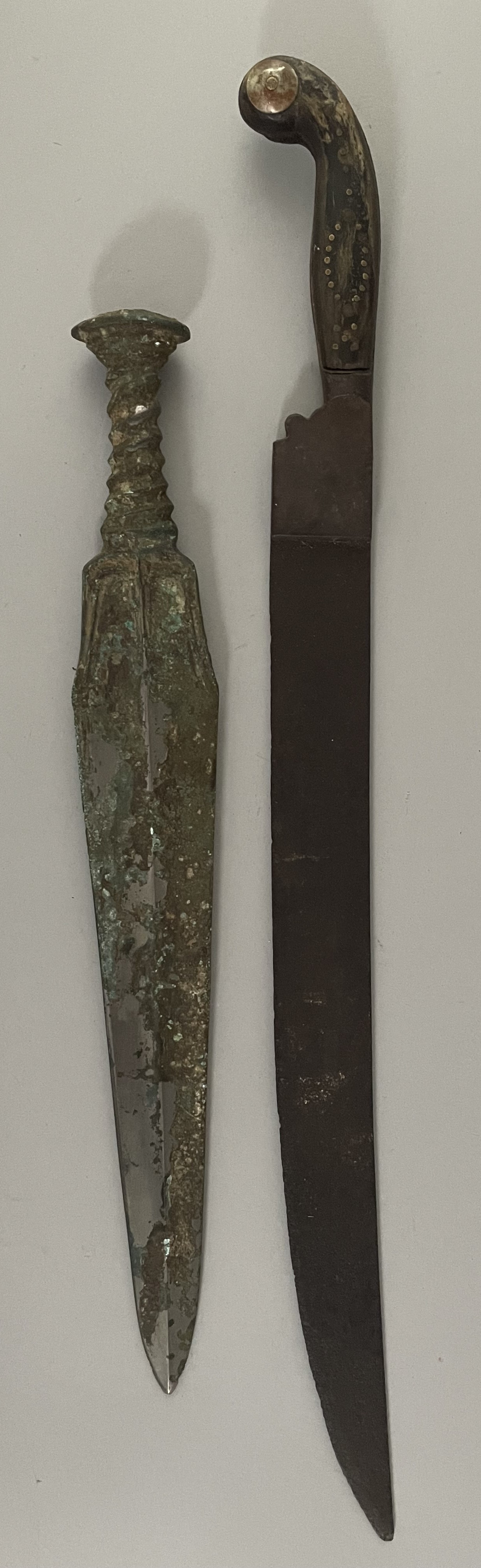 Lot 130 - A CARVED JADE SWORD HILT AND BLADE FRAGMENT