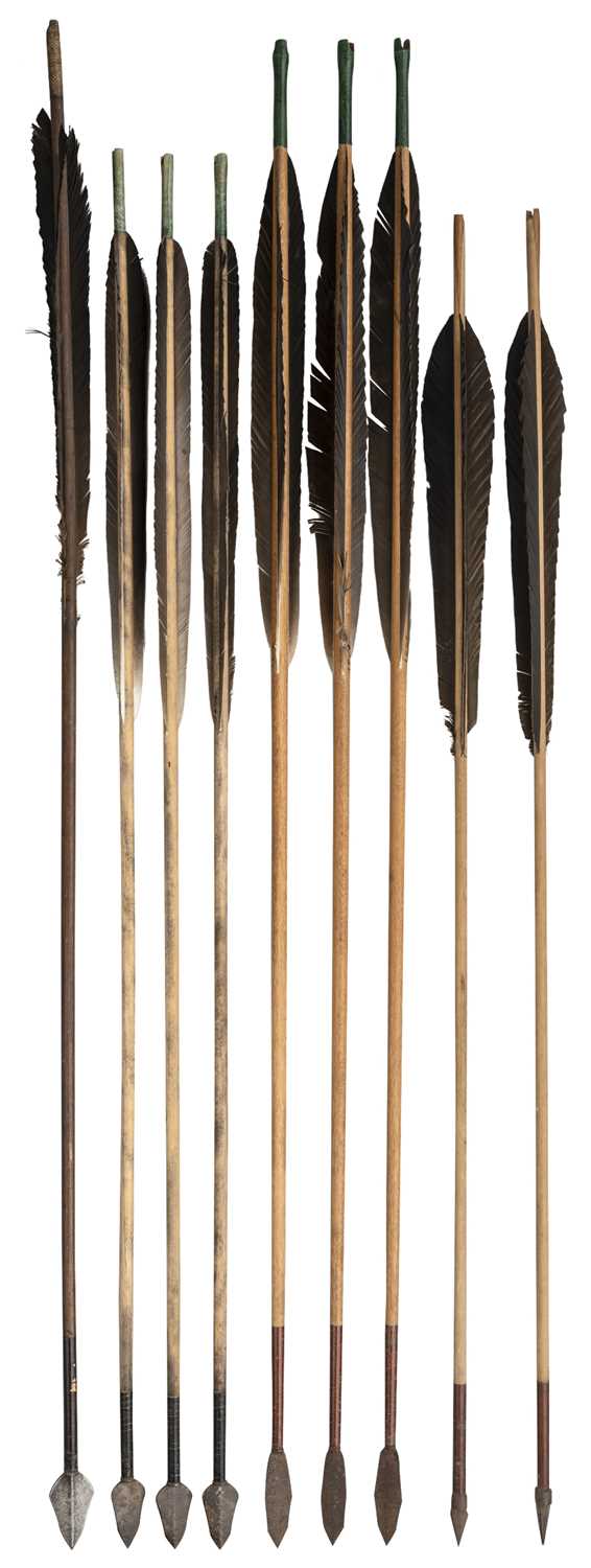 Lot 17 - NINE CHINESE ARROWS, QING DYNASTY, 19TH