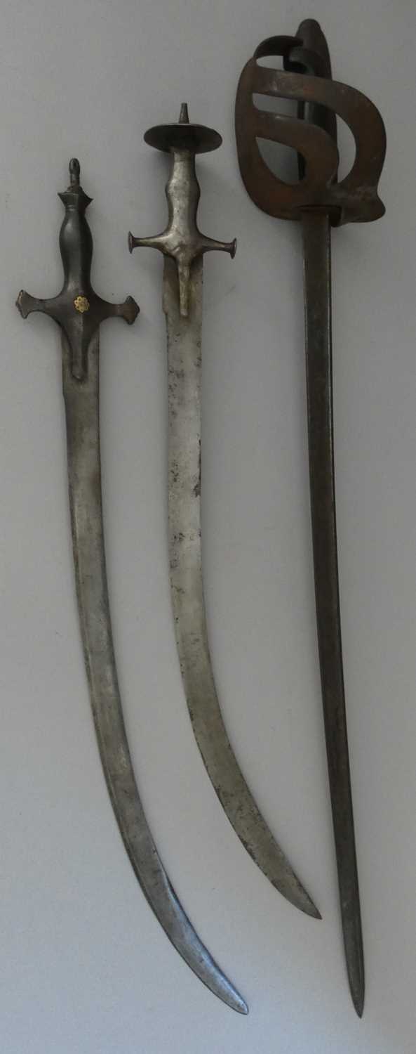 Lot 142 - TWO INDIAN SWORDS (TALWAR) AND A CONTINENTAL