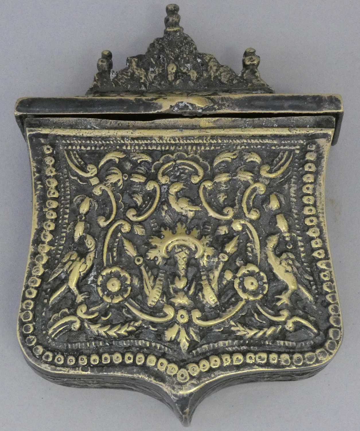 Lot 174 - AN OTTOMAN BALKAN BRASS CARTRIDGE BOX