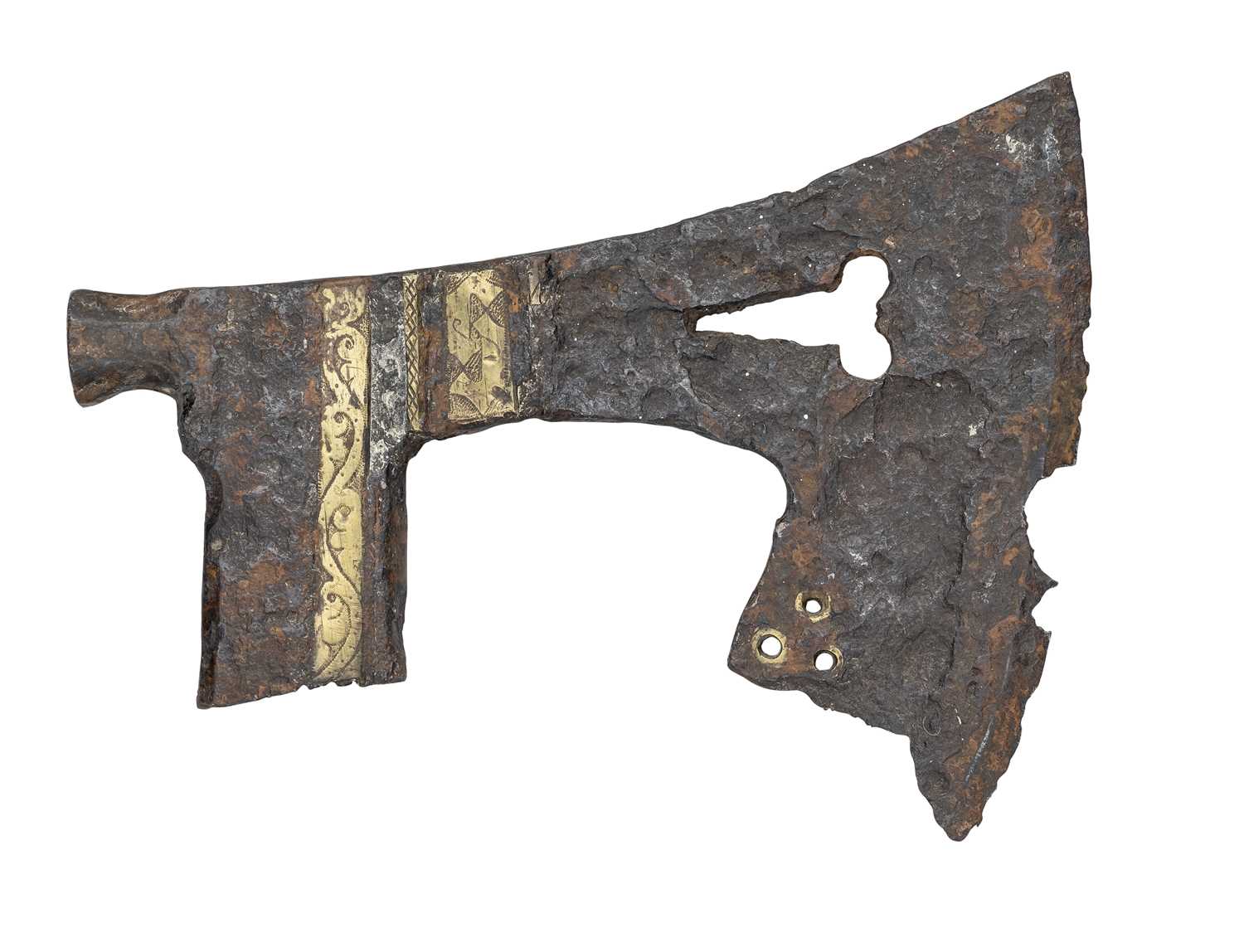 Lot 225 - AN IRON AXE-HEAD, PROBABLY FLEMISH,