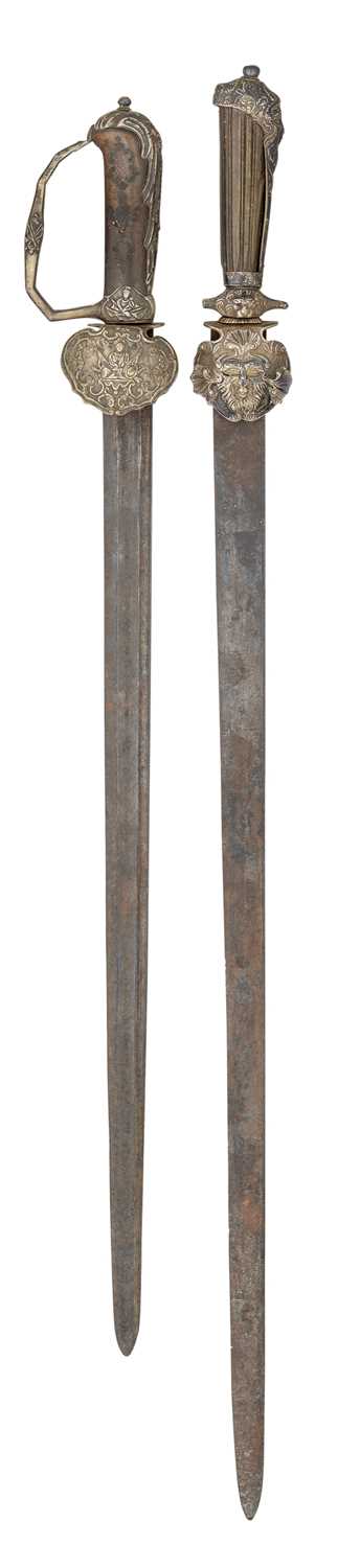 Lot 60 - â“Œ THREE ENGLISH HUNTING SWORDS, CIRCA 1750