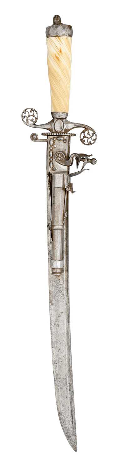 Lot 298 - ËœA COMPOSITE COMBINED HUNTING SWORD AND 100