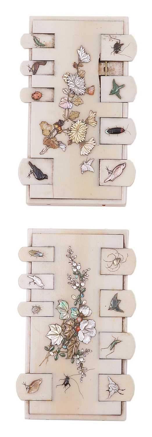 Lot 62 - A PAIR OF JAPANESE IVORY SHIBAYAMA BEZIQUE OR