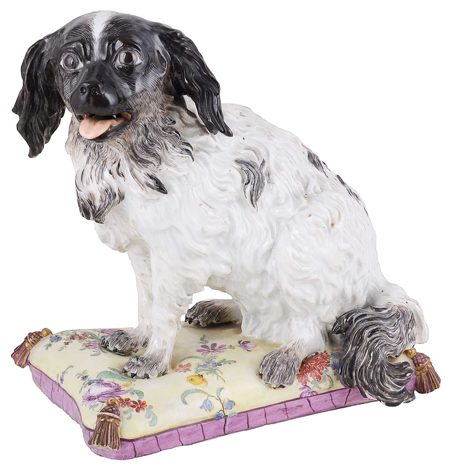 Lot 303 - A MEISSEN FIGURE OF A SPANIEL