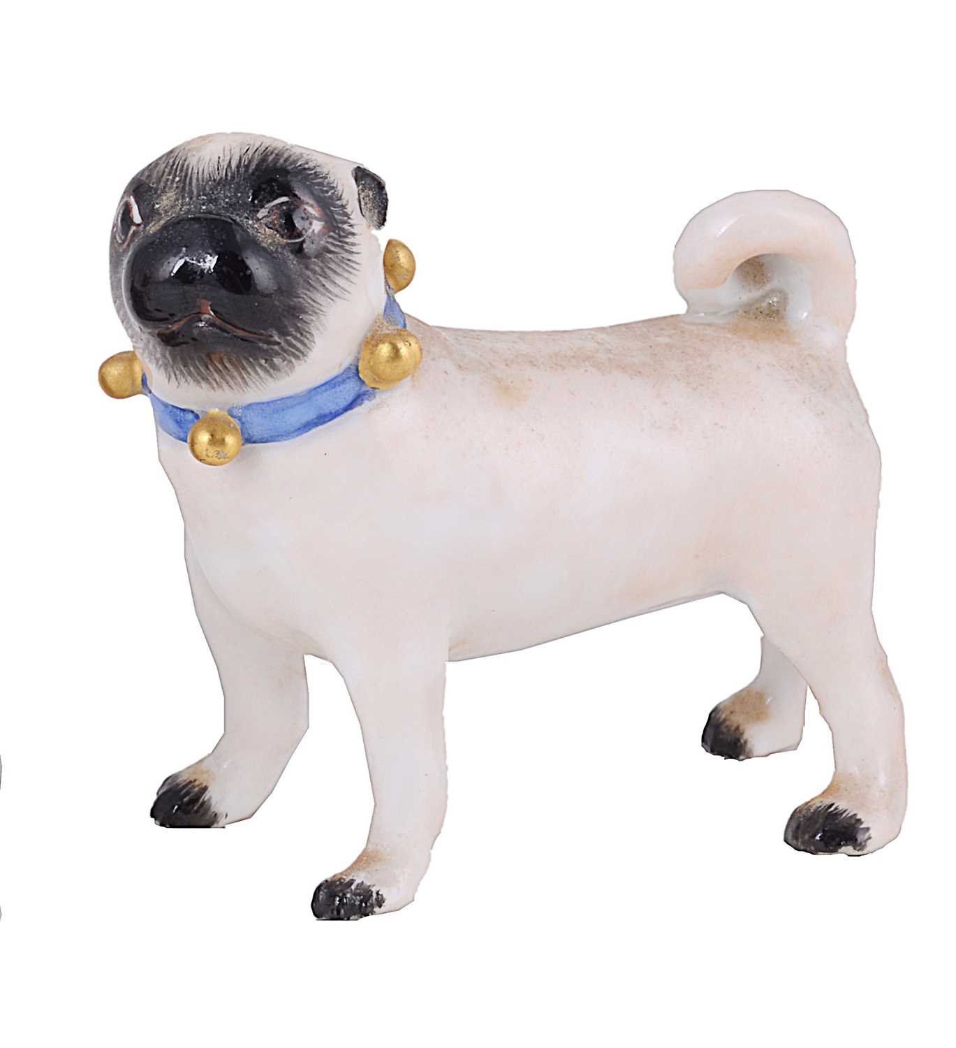 Lot 307 - A MEISSEN MINIATURE FIGURE OF A PUG