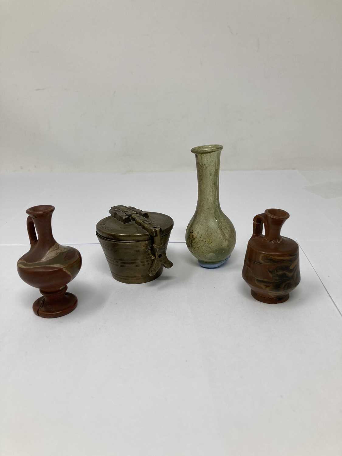 Lot 502 - A SMALL GLASS PHIAL, PROBABLY ROMAN, 4TH/5TH