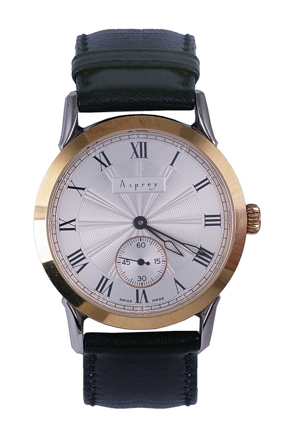 Lot 405 - ASPREY STAINLESS STEEL AND GILT WRISTWATCH