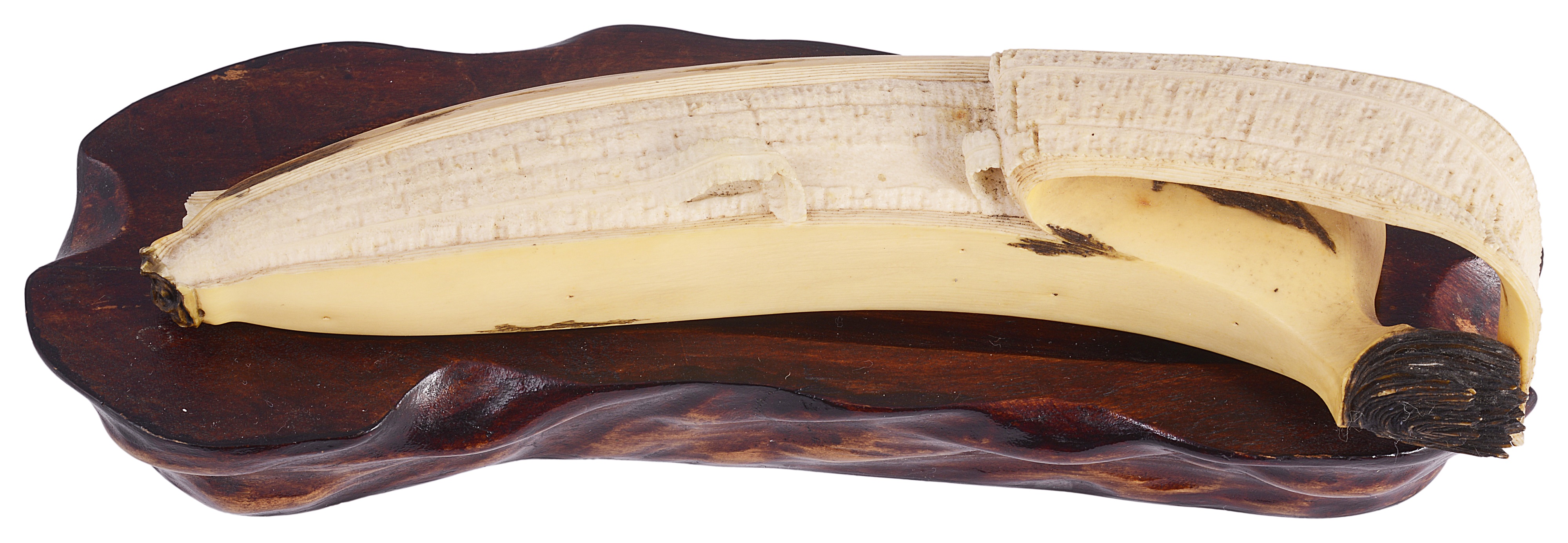 Lot 109 - ~A JAPANESE CARVED IVORY BANANA