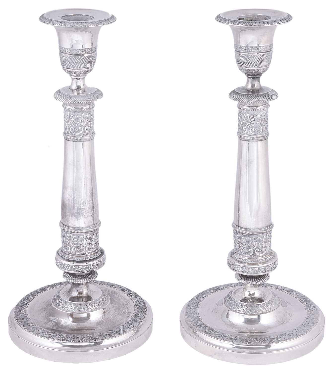 Lot 465 - A PAIR OF ITALIAN SILVER CANDLESTICKS