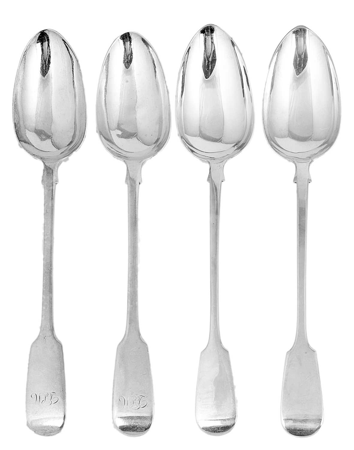 Lot 492 - TWO PAIRS OF VICTORIAN SILVER SERVING SPOONS