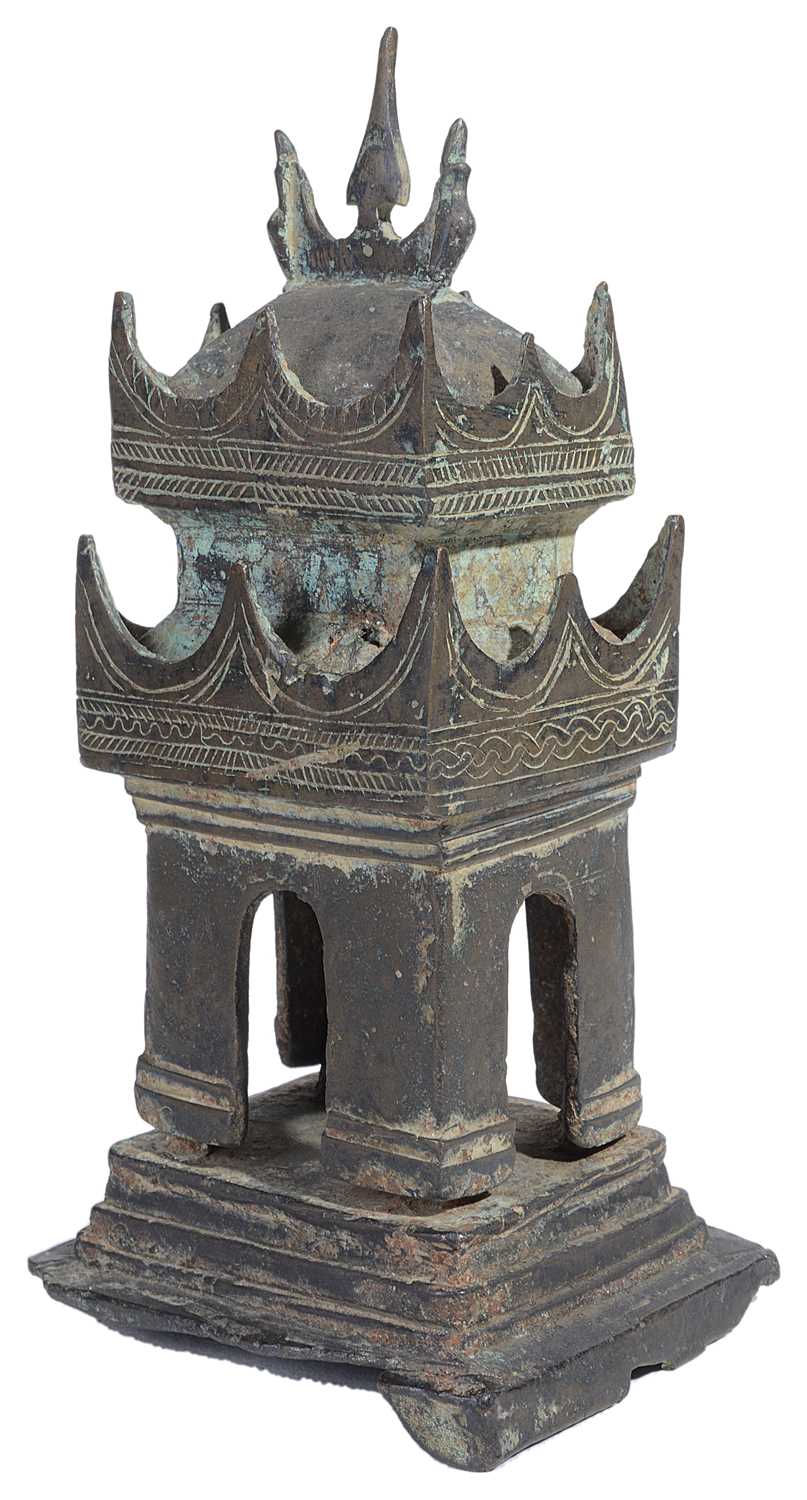 Lot 106 - A BRONZE MINIATURE SHRINE