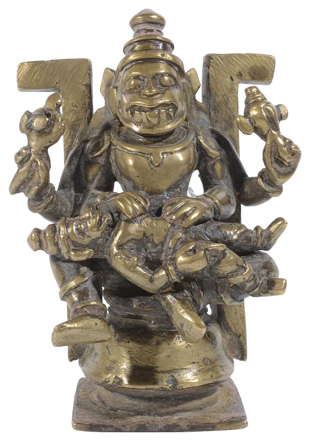Lot 156 - A BRONZE FIGURE OF NARASIMHA DISEMBOWELLING
