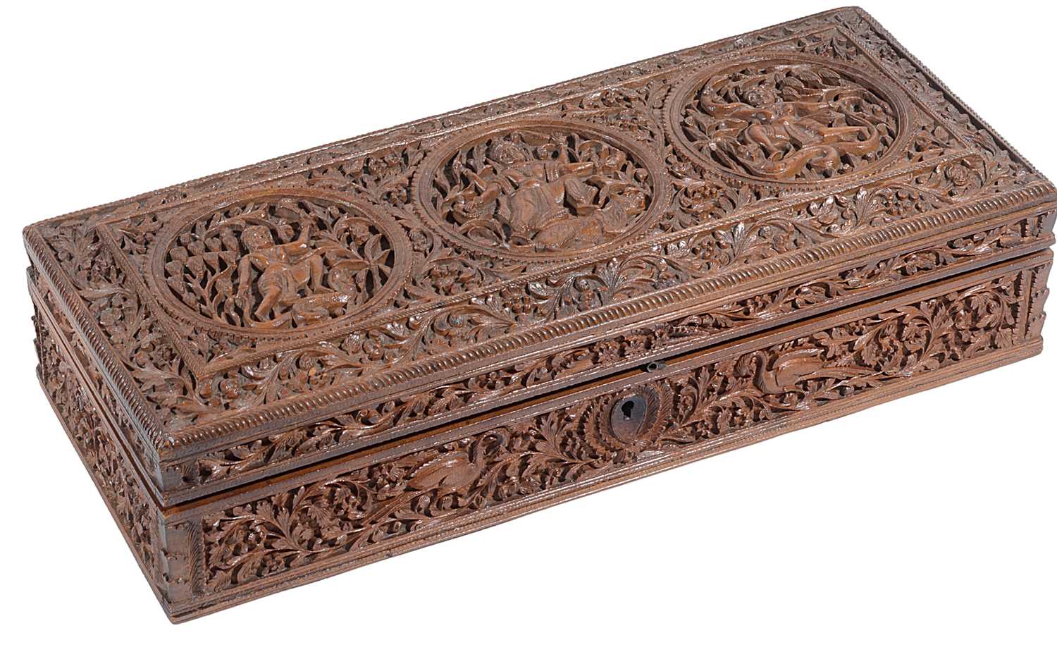 Lot 187 - A CARVED SANDALWOOD BOX