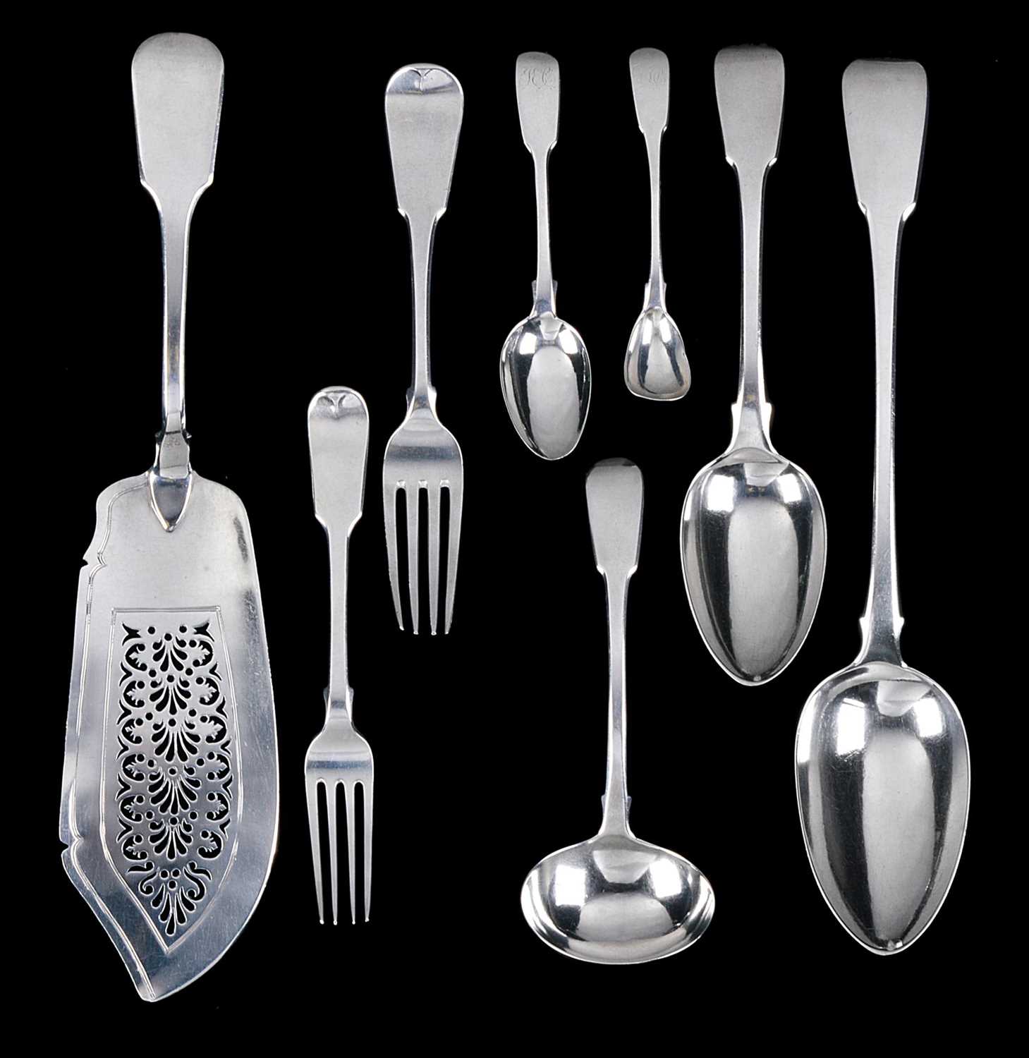 Lot 265 - ASSORTED FIDDLE PATTERN TABLE SILVER