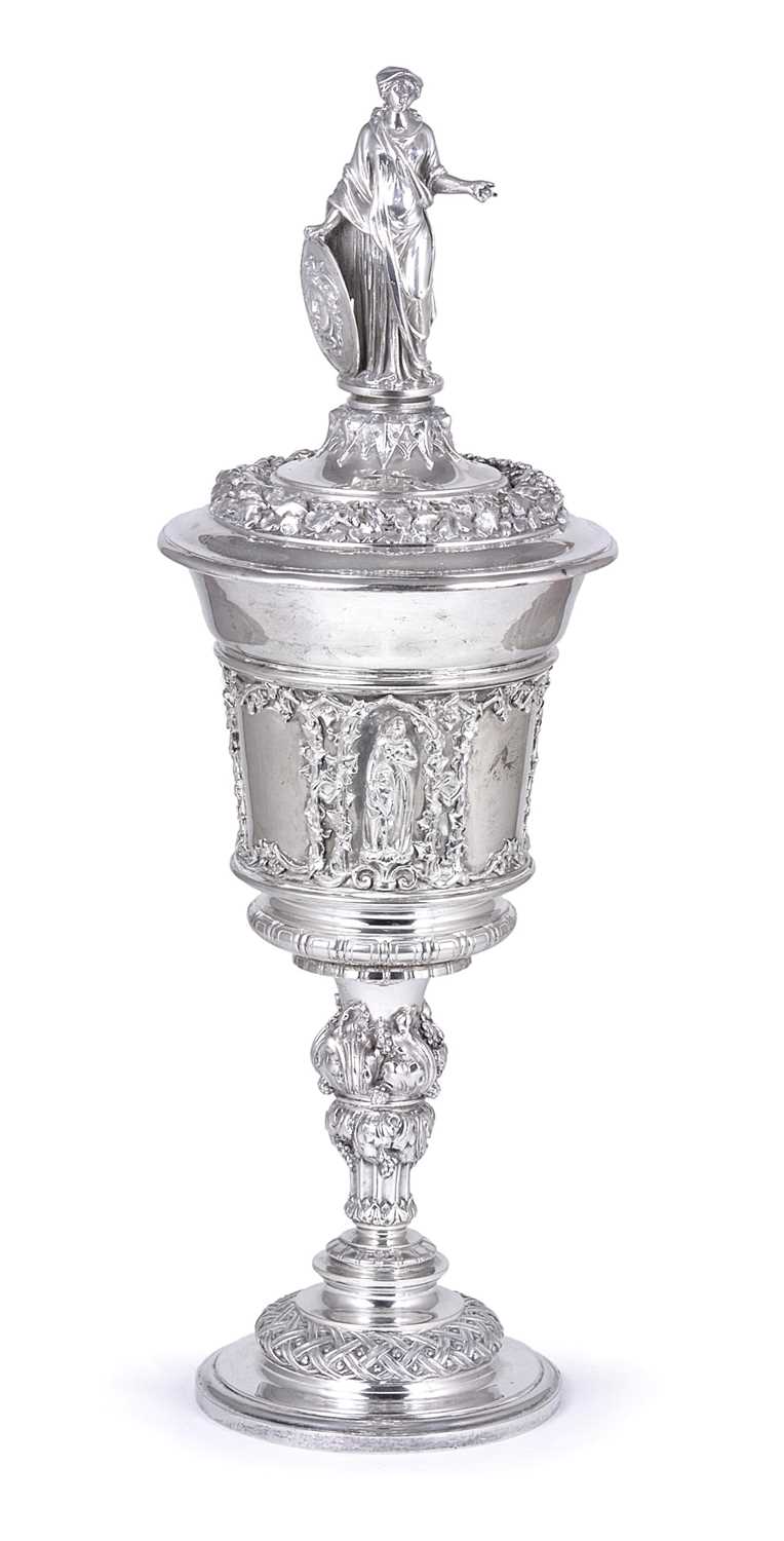 Lot 293 - A GERMAN SILVER STANDING CUP AND COVER