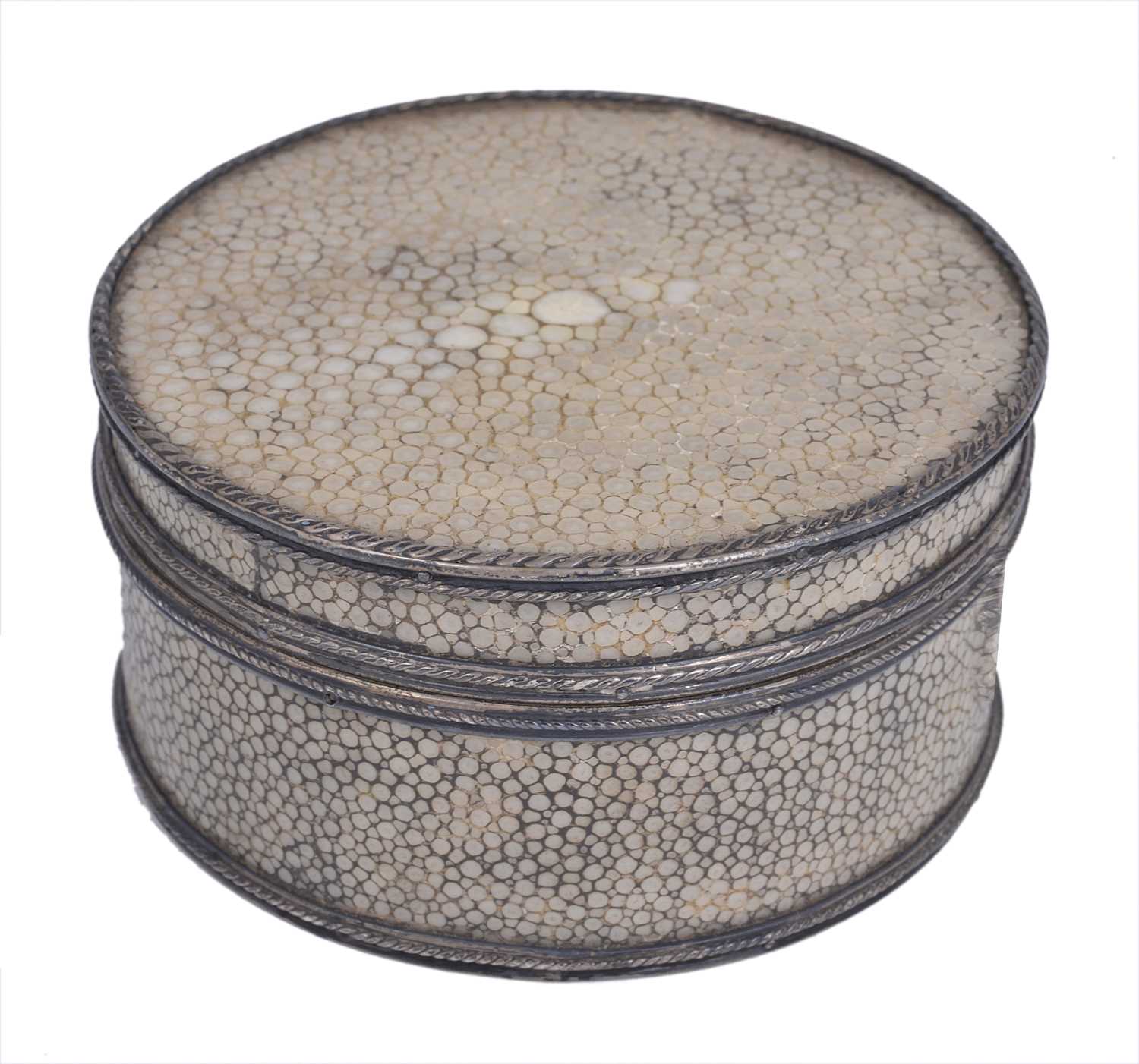 Lot 245 - A SILVER-MOUNTED SHAGREEN BOX AND COVER
