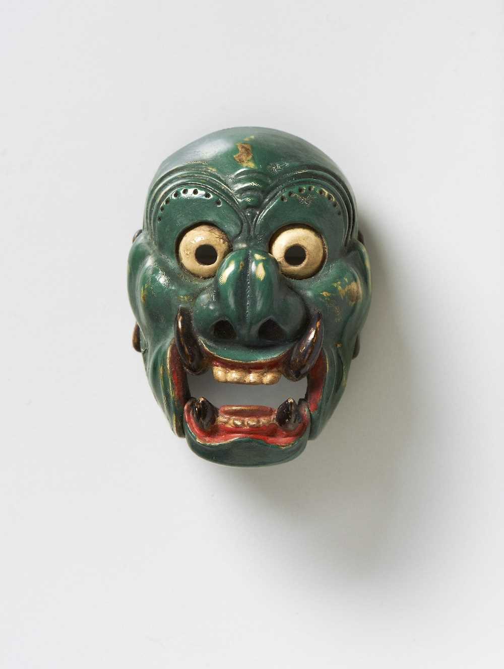 Lot 84 - A JAPANESE MASK NETSUKE OF NASORI
