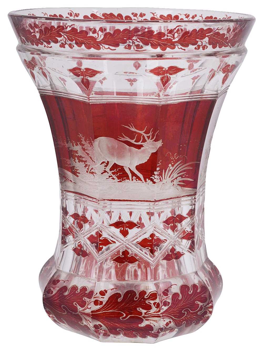 Lot 436 - A RED FLASHED GLASS BEAKER