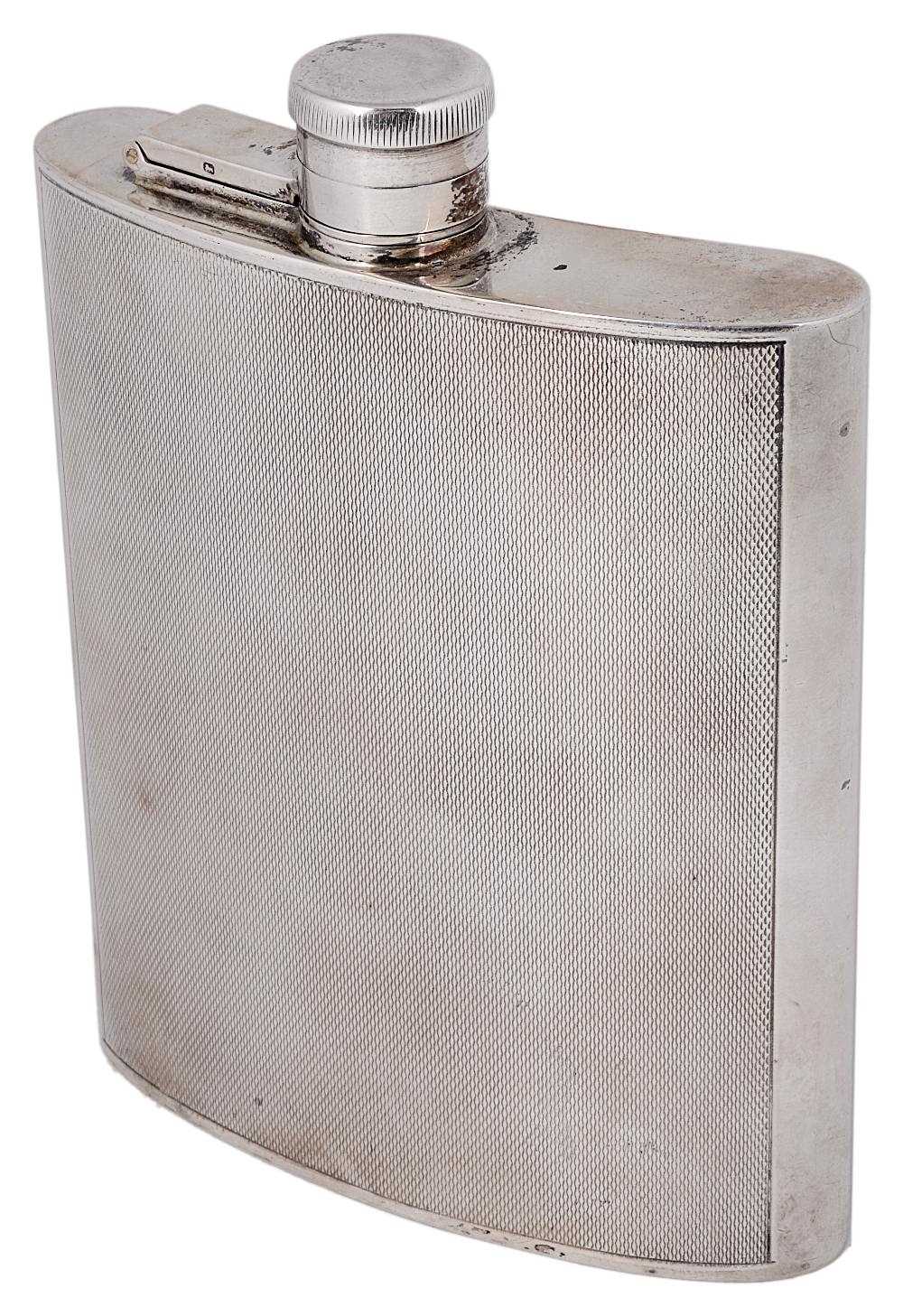 Lot 577 - A GEORGE VI SILVER HIP FLASK