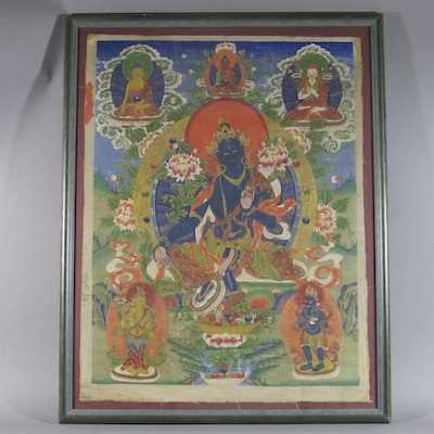Lot 11 - A THANG-KA DEPICTING BLUE TARA